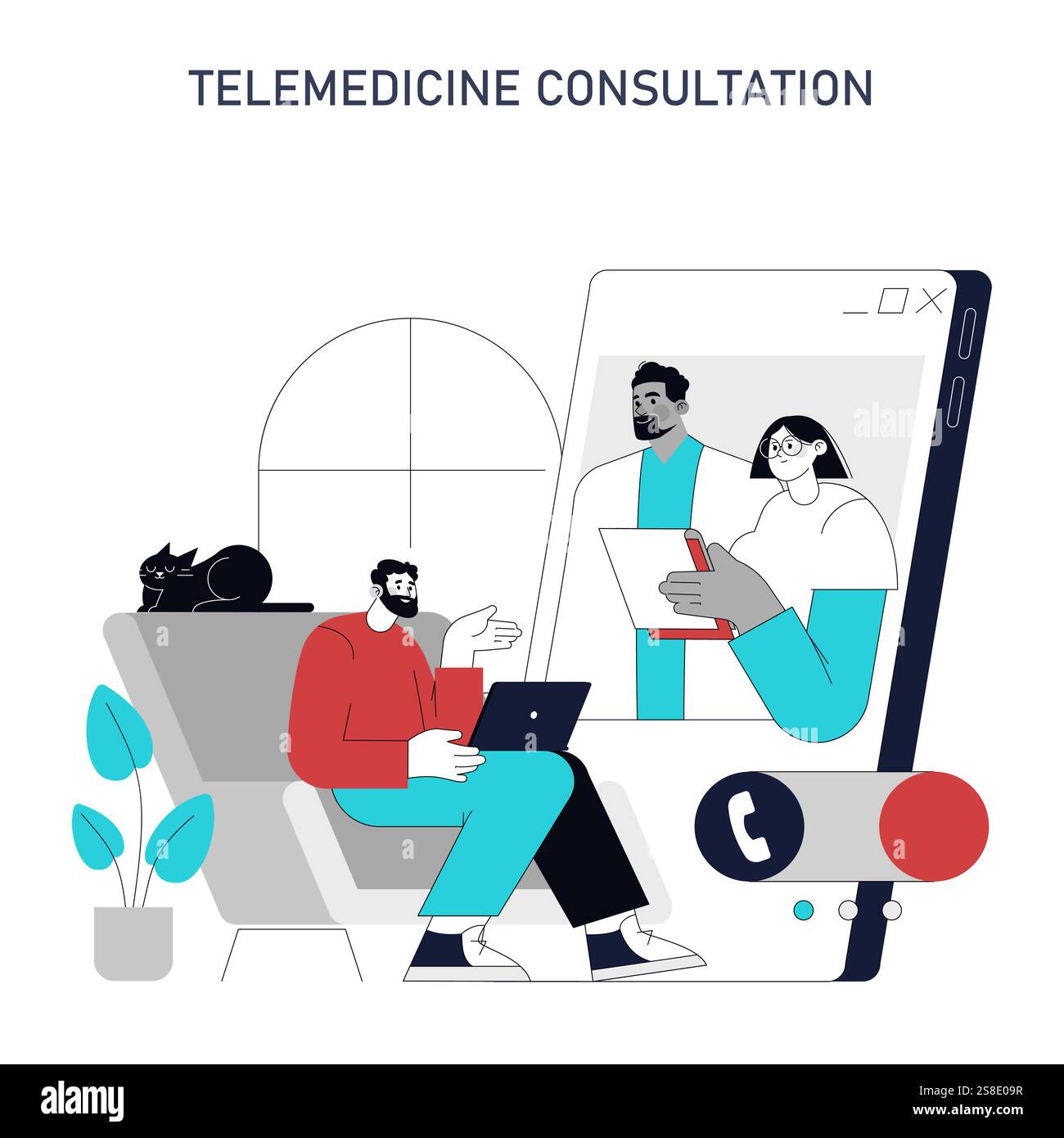 Telemedicine Consultation concept. Patient engages in a remote health ...