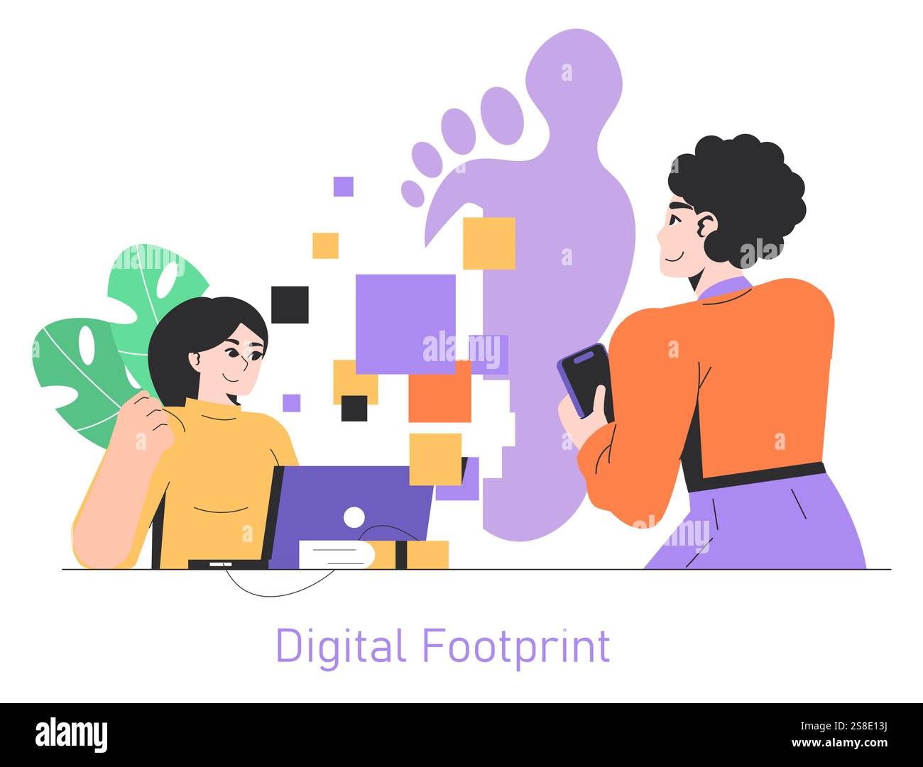 Safety Internet Day concept. Individuals manage their digital footprint ...