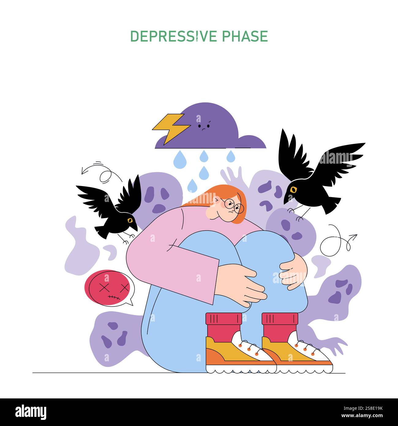 World Bipolar Day concept. Illustration of an individual in a ...