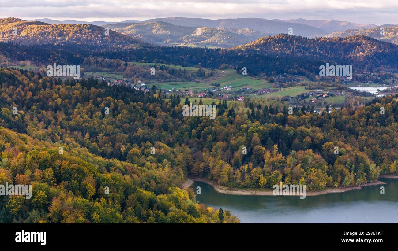 Aerial Autumn Beauty Over Solina Lake and the Bieszczady Mountains ...