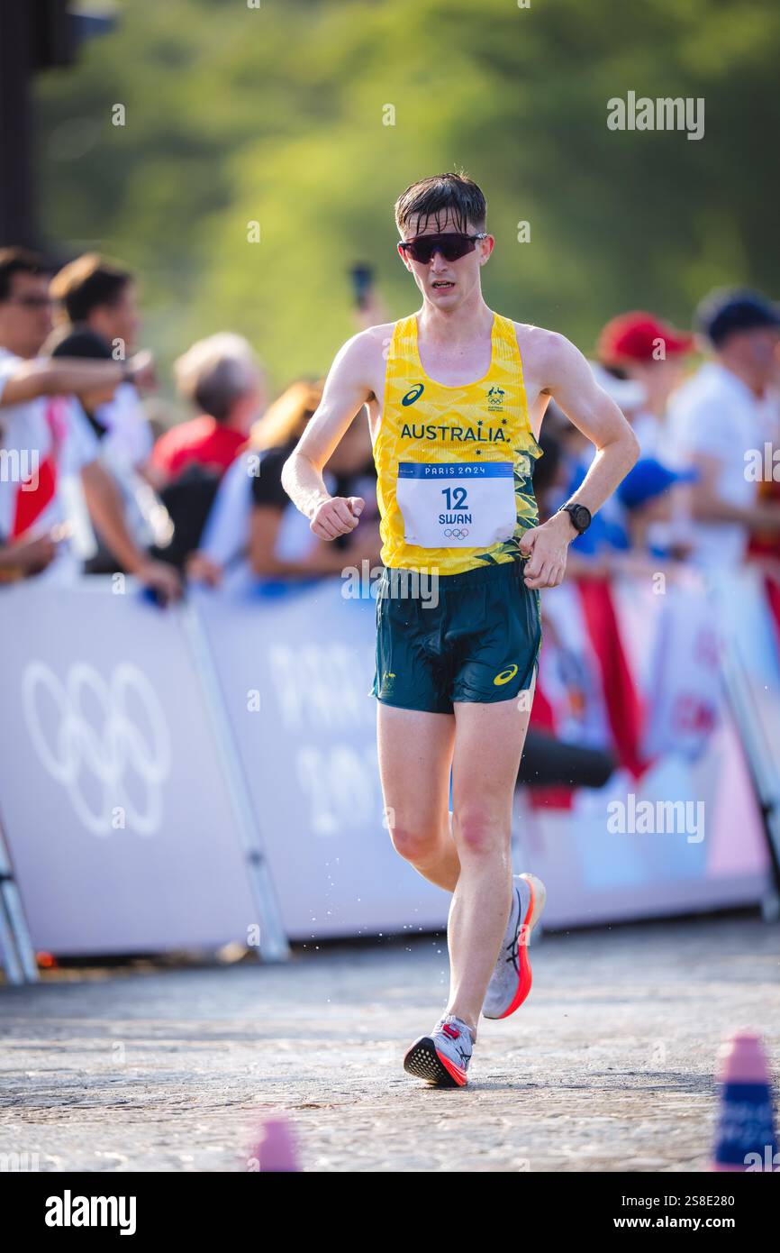Kyle Swan participating in the 20 Kilometer Race Walk at the Paris 2024 ...