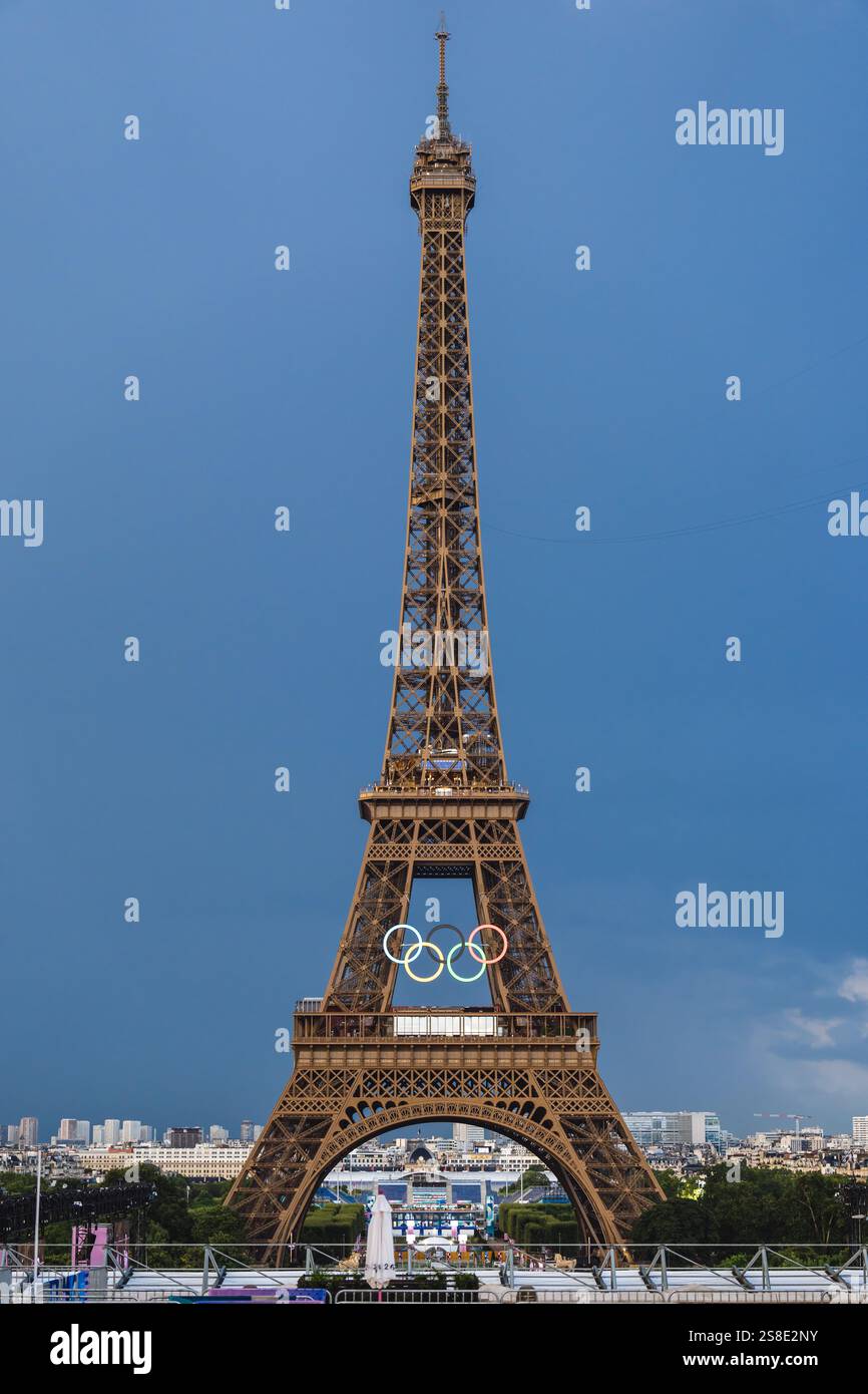 Image of the Eiffel Tower during the Paris Olympic Games with the ...