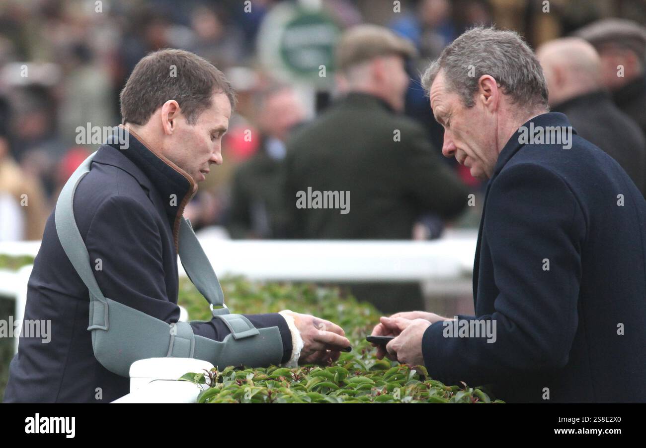Richard Johnson and Mick Fitzgerald at Cheltenham Racecourse on January ...