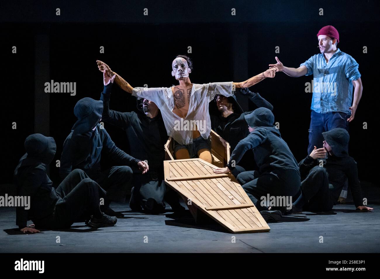 London, UK. 22 January 2025. (R) Julian Spooner as Ishmael and the cast ...