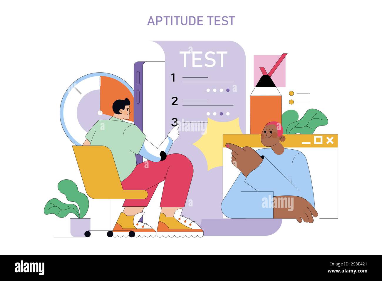 Career change concept. Individuals engage with an aptitude test on a ...