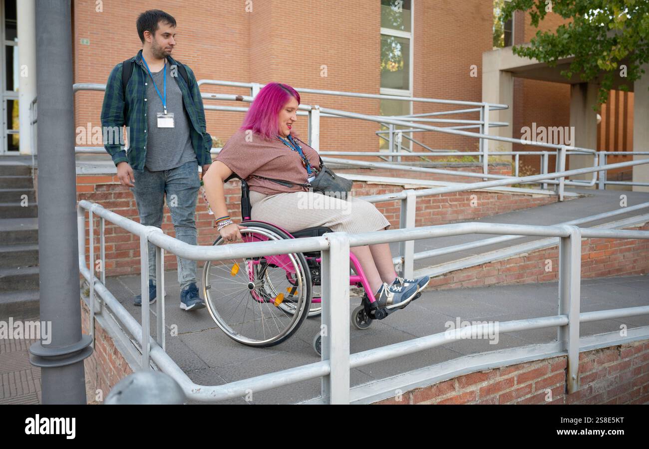A couple at college navigates a wheelchair-accessible campus The woman ...