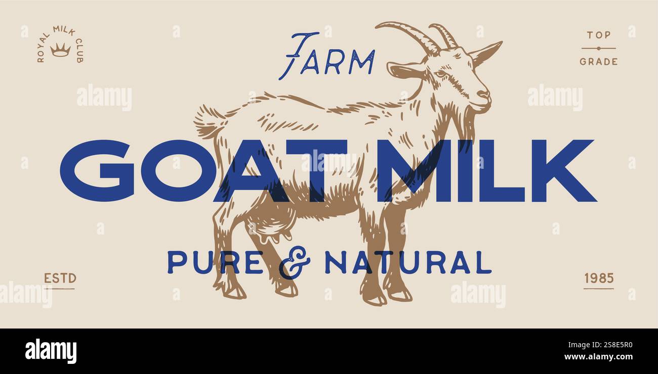 Goat. Vintage retro print, black white Stock Vector Image & Art - Alamy