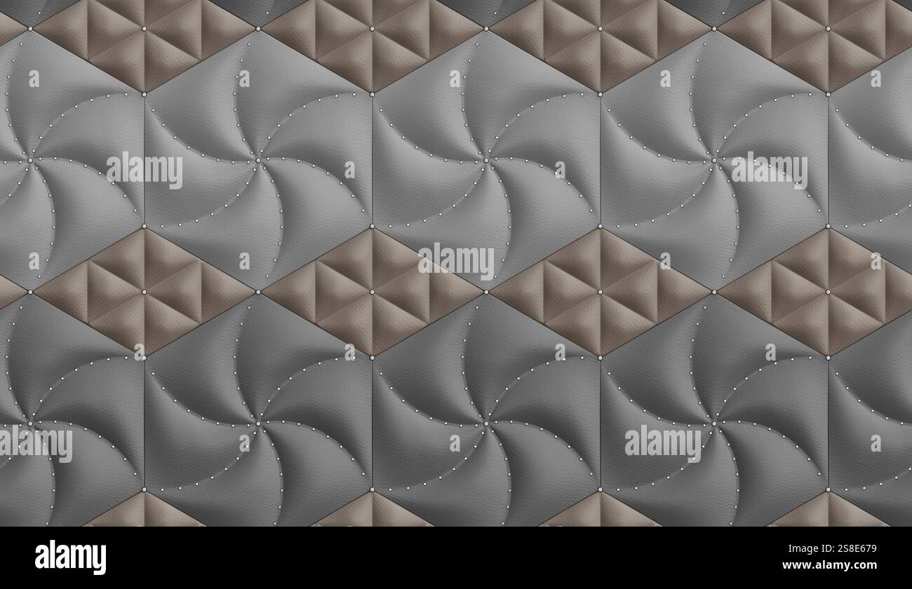 Unique 3D wallpaper featuring alternating gray and brown leather ...