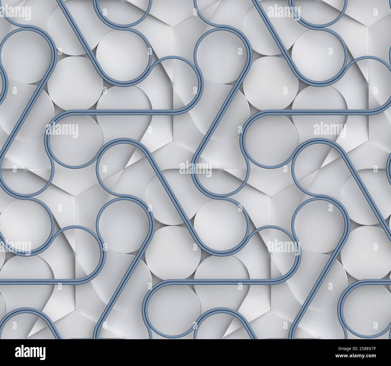 Futuristic 3D seamless pattern featuring metallic gray tones and blue ...