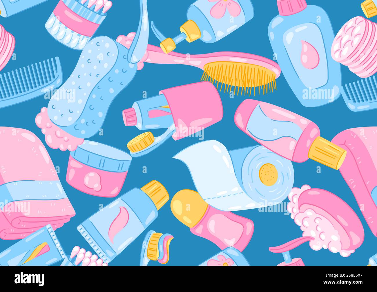 Pattern with hygiene objects. Washing, beauty, body care. Personal ...