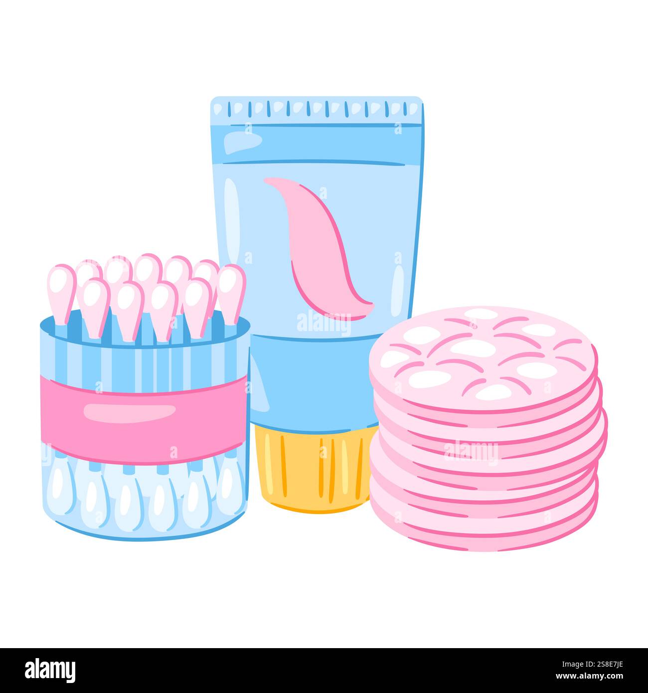 Illustration with hygiene objects. Washing, beauty, body care. Personal ...