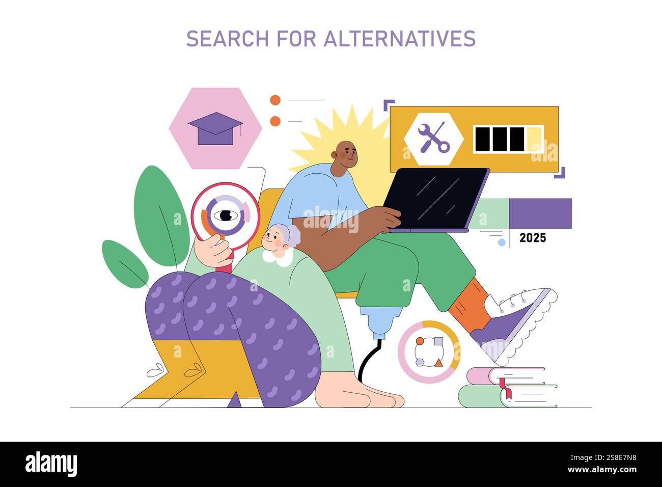 Career Change concept. An individual explores new job opportunities and ...