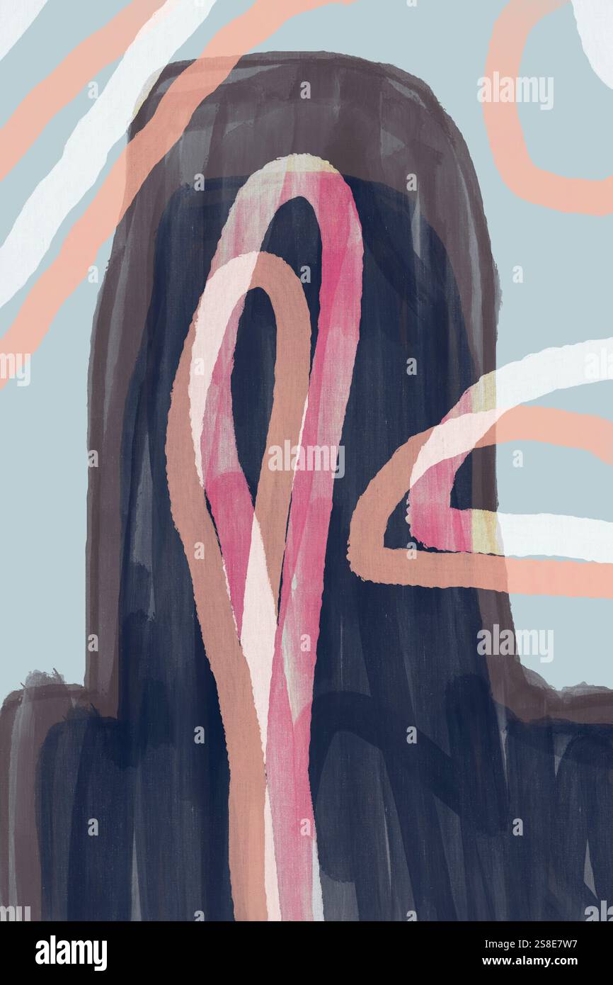 This artwork features a blurred, abstract portrait with soft curves and ...