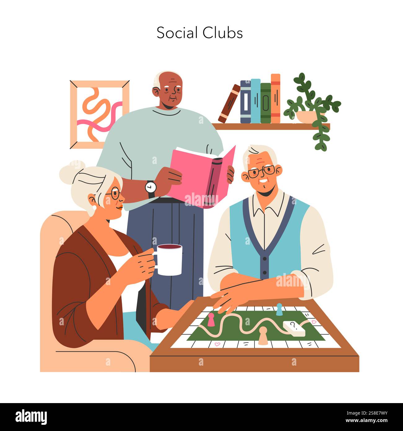 Senior social club concept. Elderly friends enjoy leisure time together ...