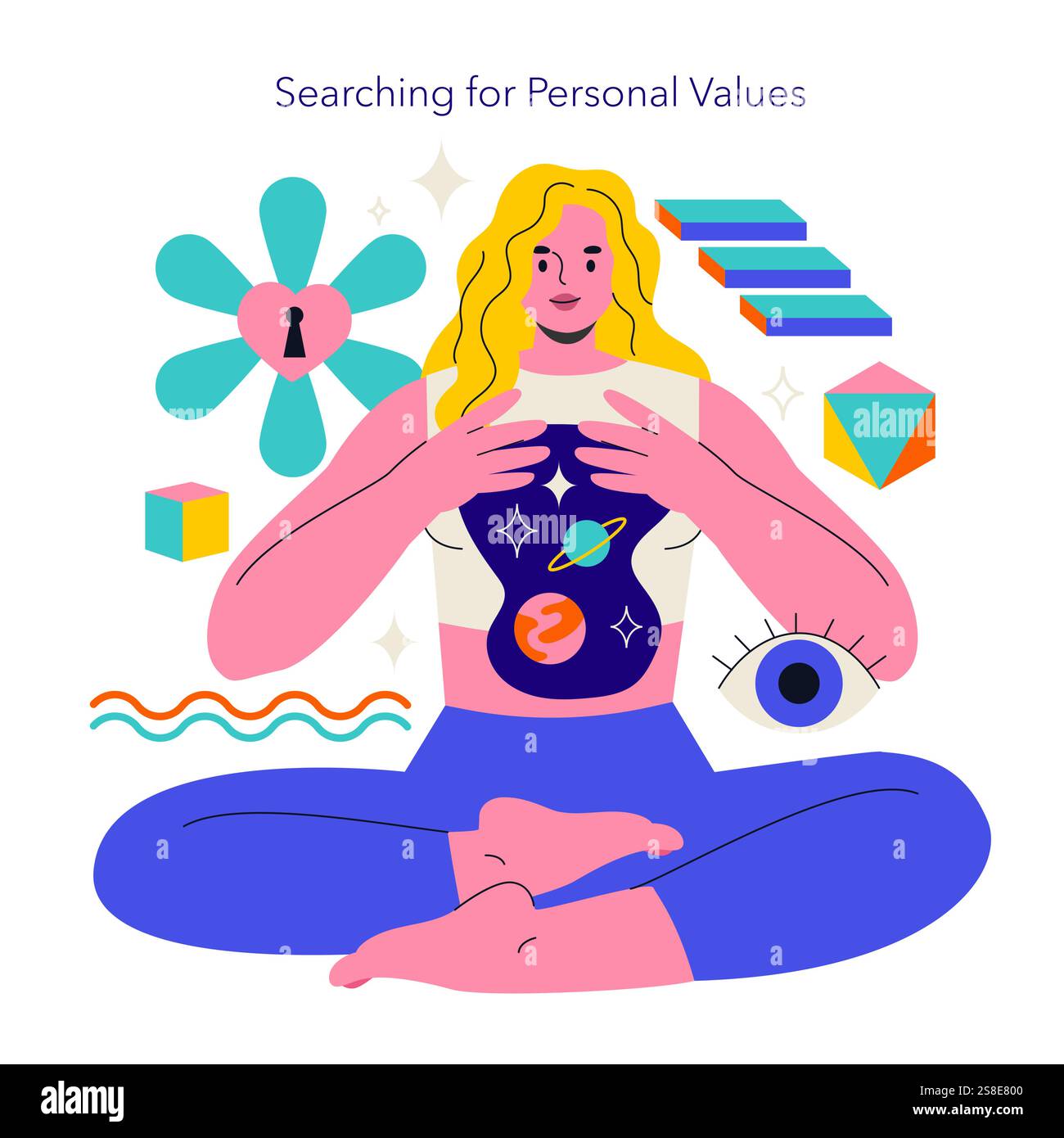 Logotherapy concept. This illustration emphasizes the exploration of personal values and meaning ...