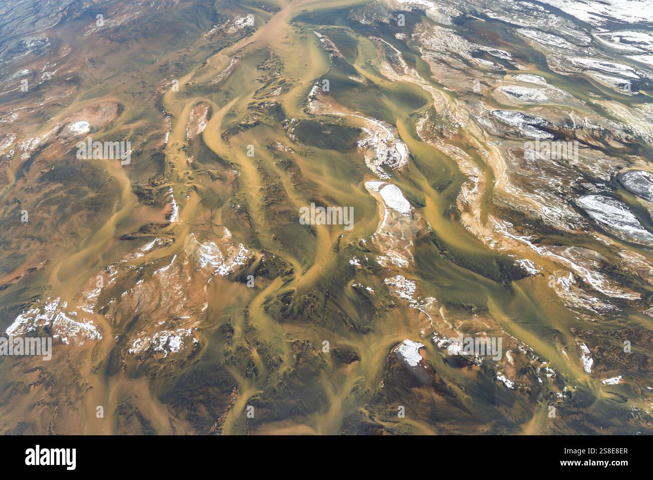Aerial view of Iceland's rivers showcasing intricate textures and ...