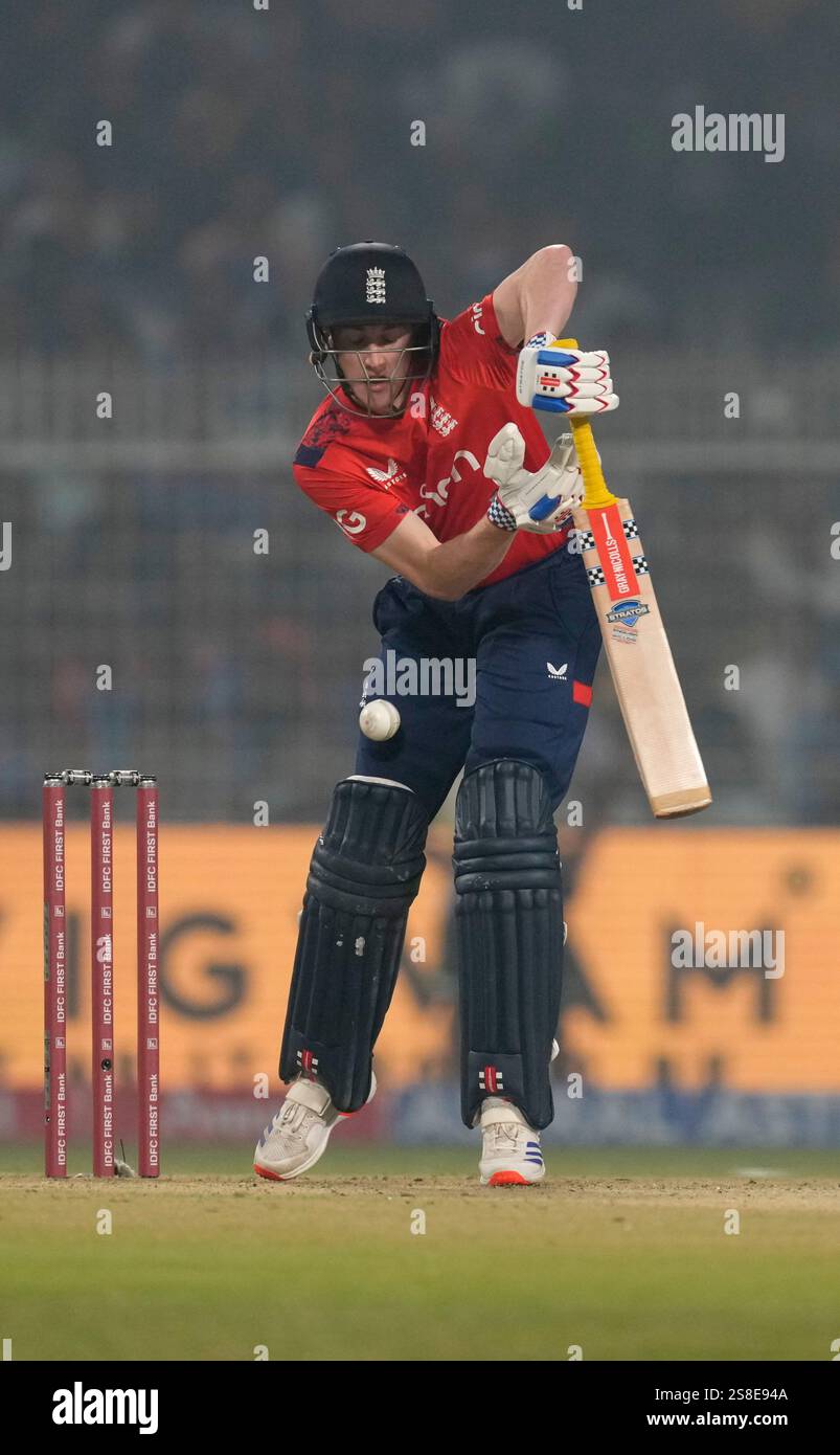 England's Harry Brook bats during the first T20 cricket match between ...