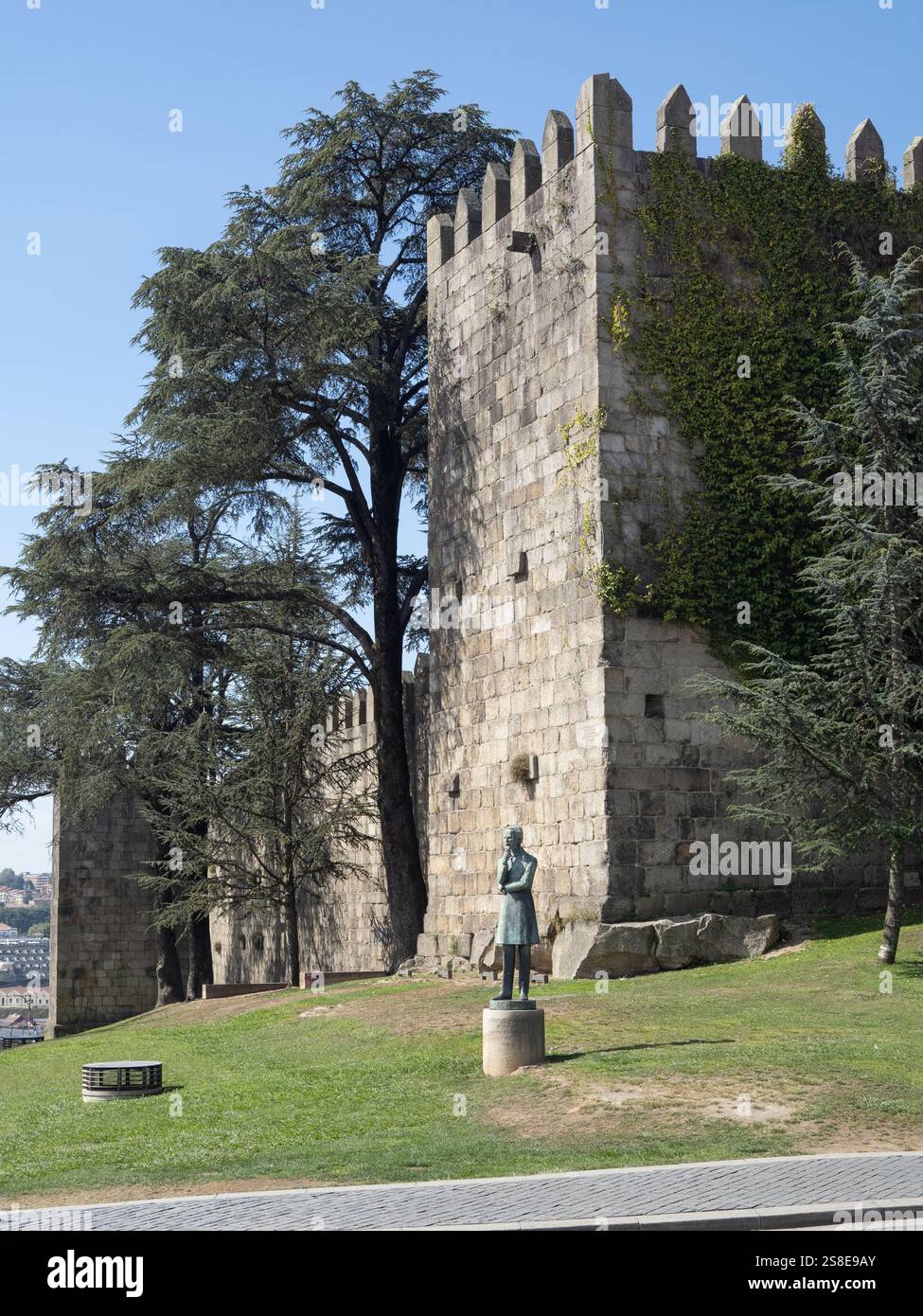 Fernandine Walls Oporto Portugal and statue of author Arnaldo Gama ...