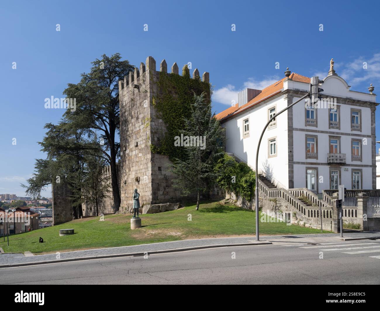 Fernandine Walls Oporto Portugal and statue of author Arnaldo Gama ...