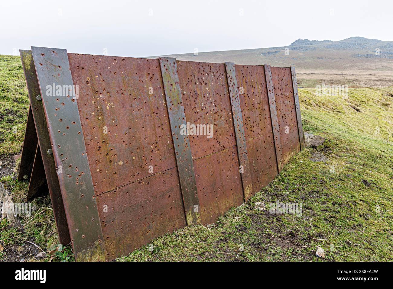 Bullet holes in military firing range at Rowtor Target Railway ...