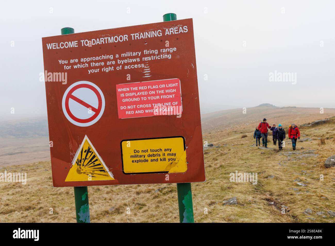 Warning sign for training area, Dartmoor, UK Stock Photo - Alamy
