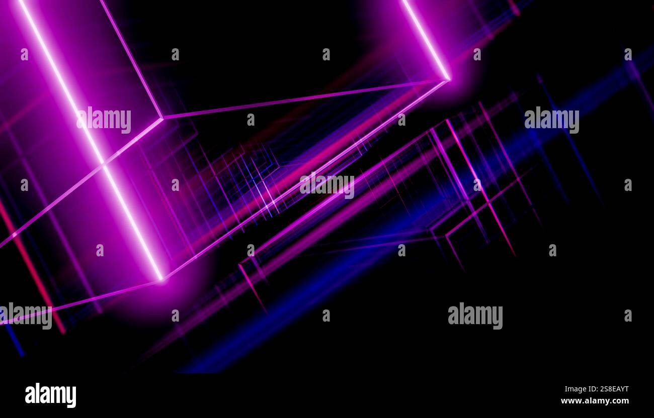 This 3d Render Showcases An Abstract Design Of Glowing Neon Lines