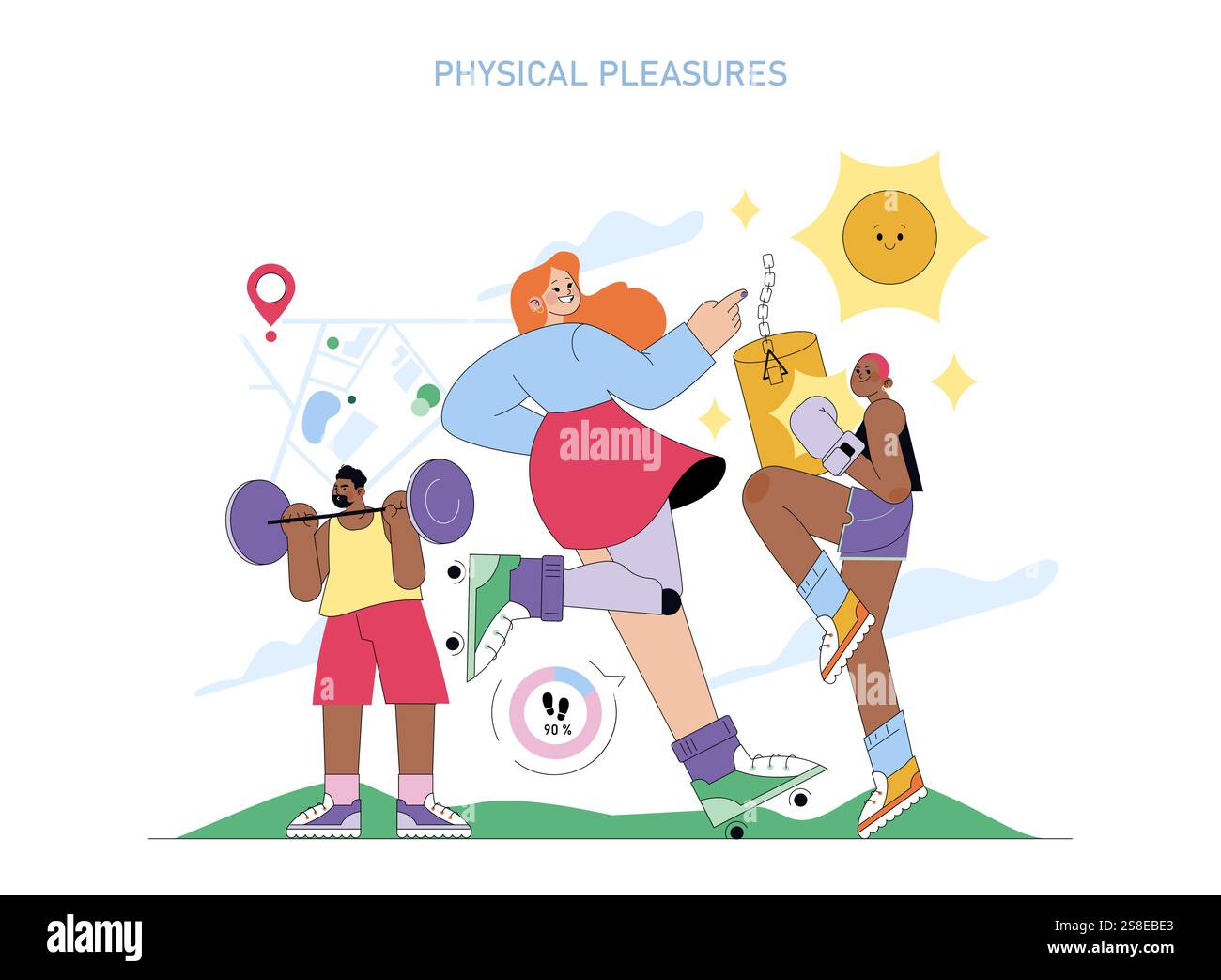 Human Values concept. People engaging in different sports and leisure ...