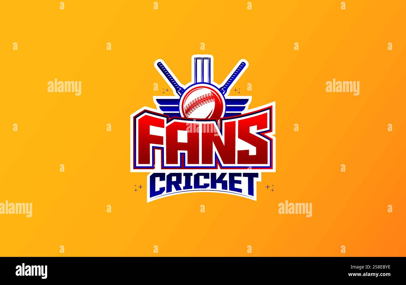 Cricket Fans logo with gradient background and red blue gradient color ...
