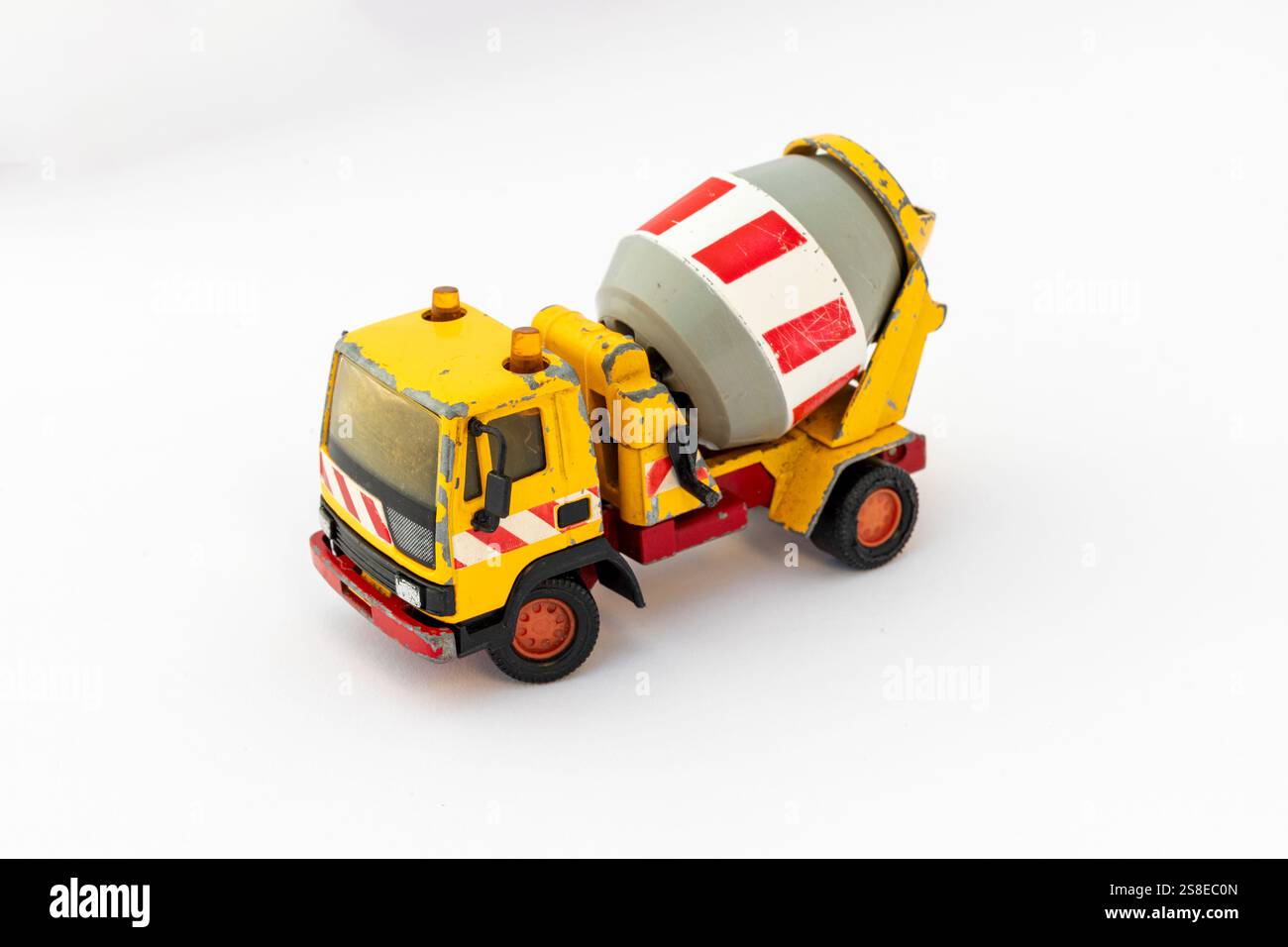 Yellow Toy Cement Mixer Truck on White Background Stock Photo - Alamy