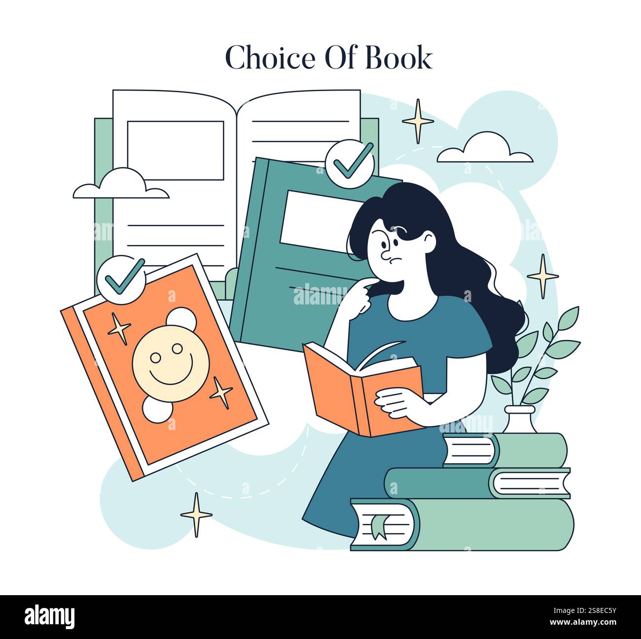 Young woman contemplates thoughts Stock Vector Images - Alamy