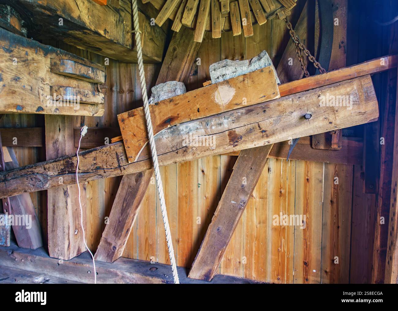 Historic Kockengse Windmill: Interior view of a traditional Dutch ...
