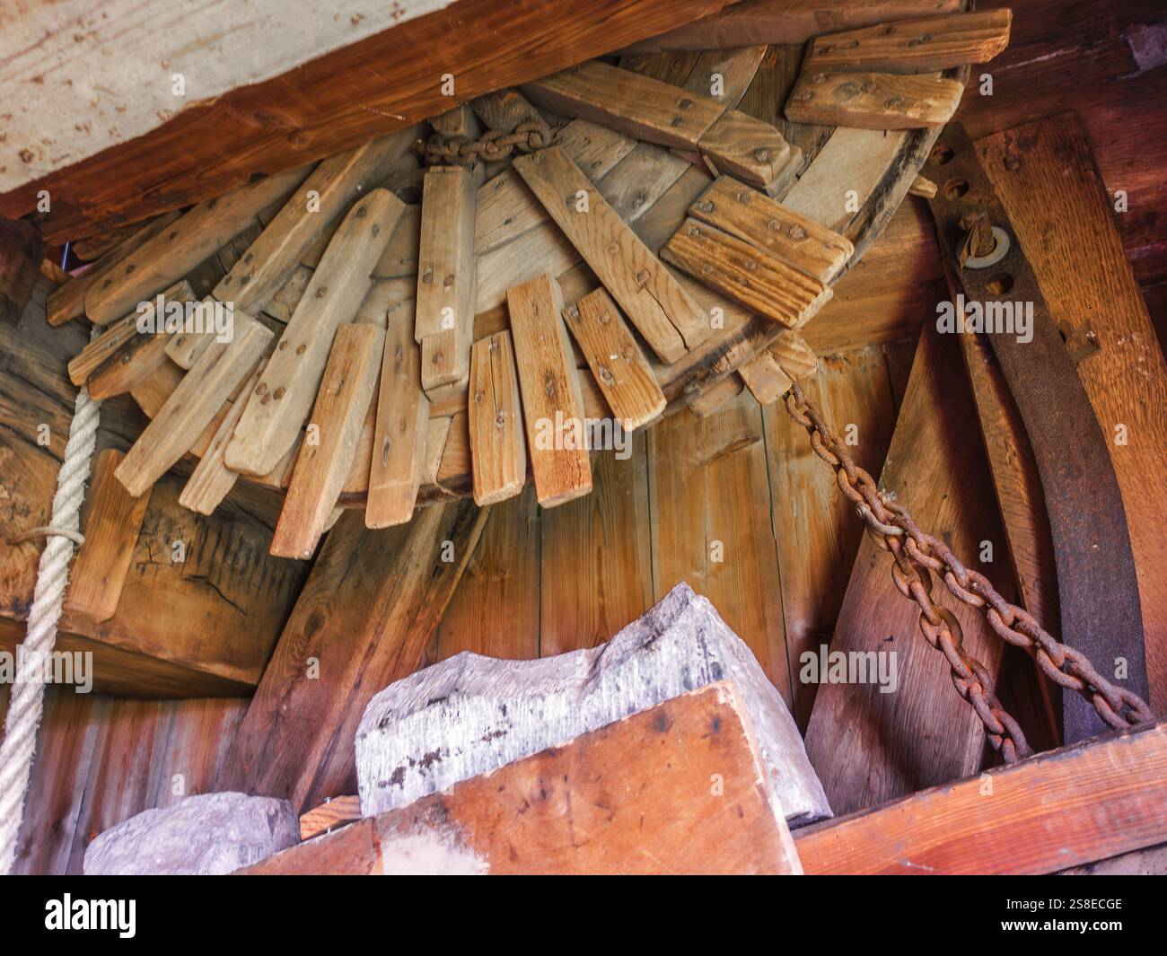 Historic Kockengse Windmill: Interior view of a traditional Dutch ...