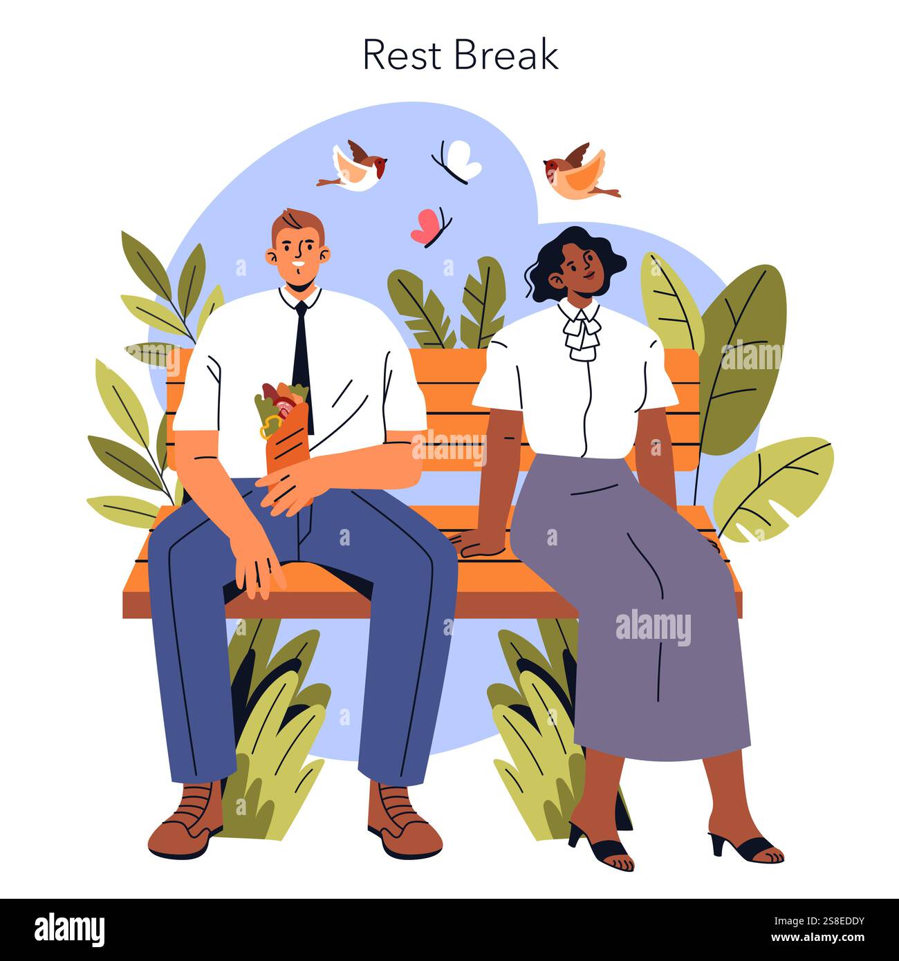 Woman taking break during Stock Vector Images - Alamy