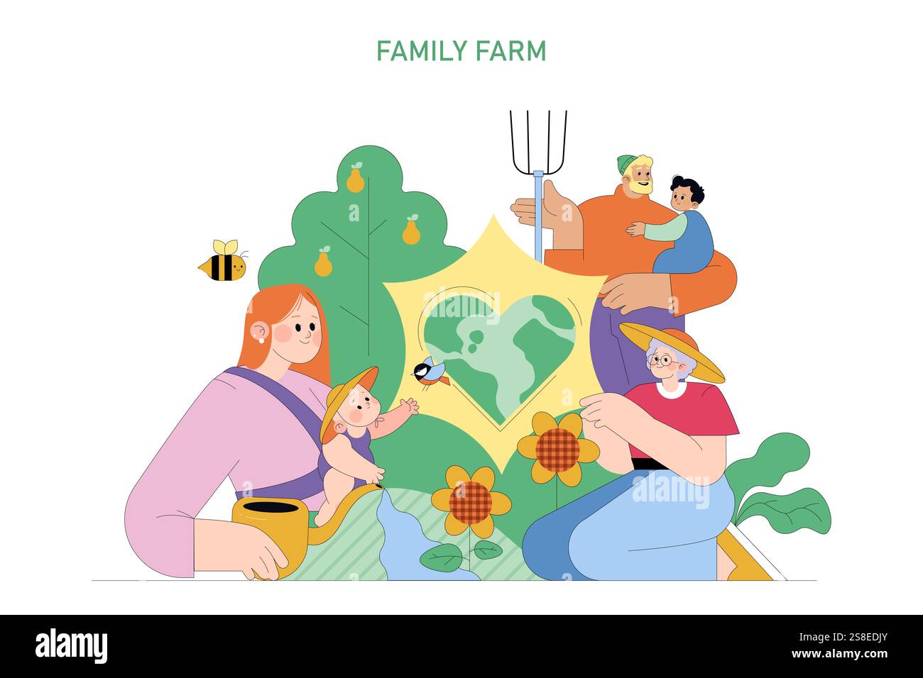 National Agriculture Day concept. Family engaging in sustainable farming, showcasing love for ...