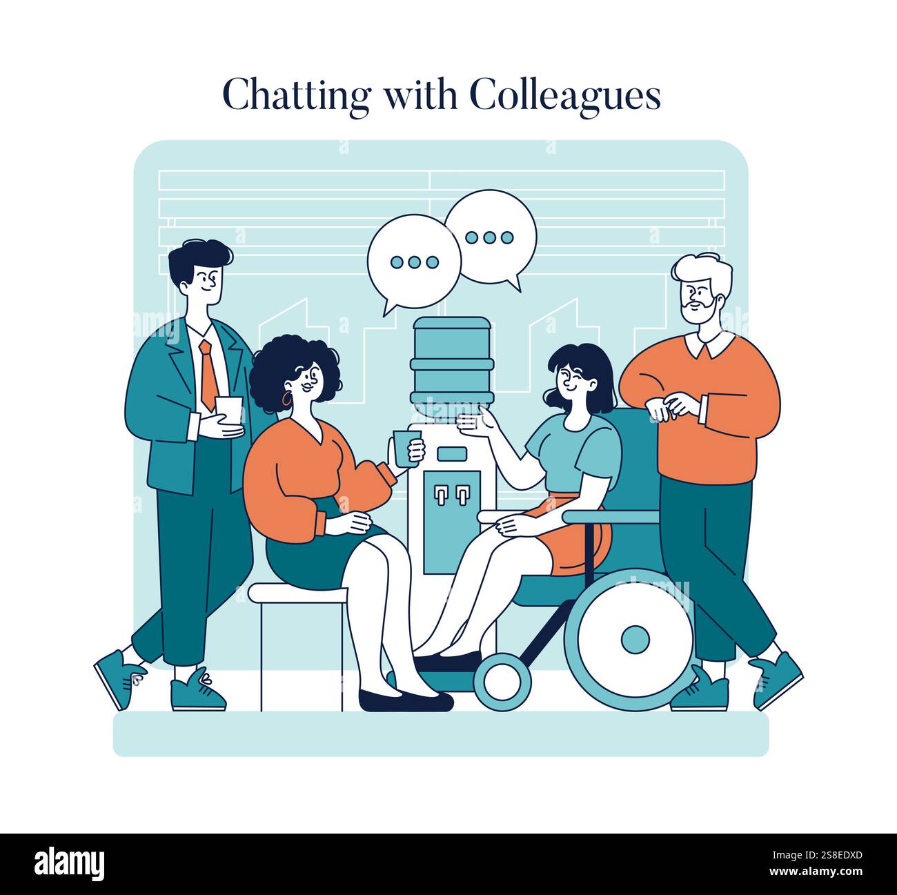 Office break concept. A group of diverse employees enjoying a casual ...