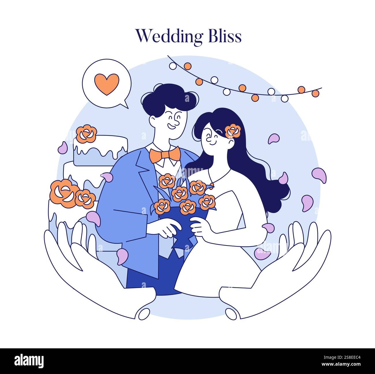 Wedding Bliss concept. A bride and groom share a loving moment ...