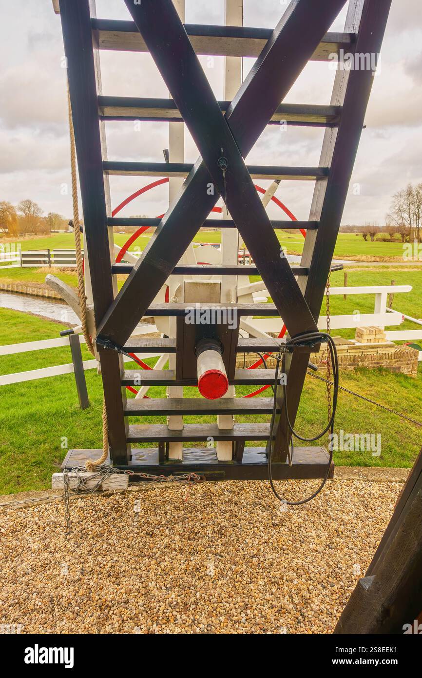 Upward view of the tail of hollow post mill Polder Buitenweg ...