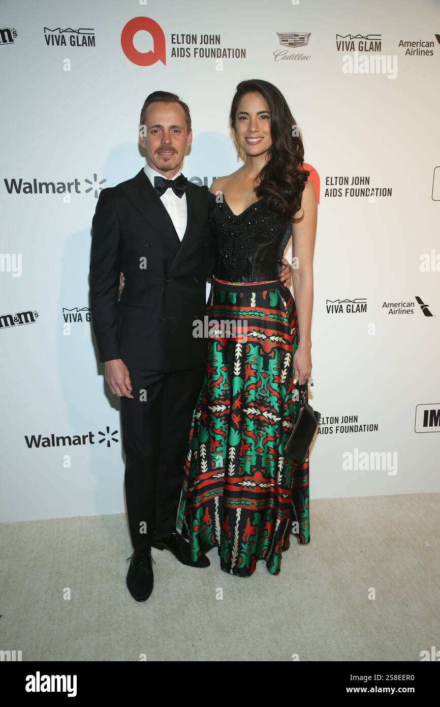 Jasper Paakkonen and Alexandra Escat at the Elton John AIDS Foundation Oscar Viewing Party, Los ...