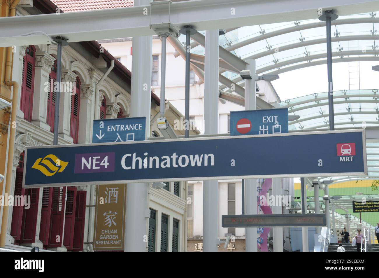 A Chinatown metro sign above the metro station in the old Chinatown ...