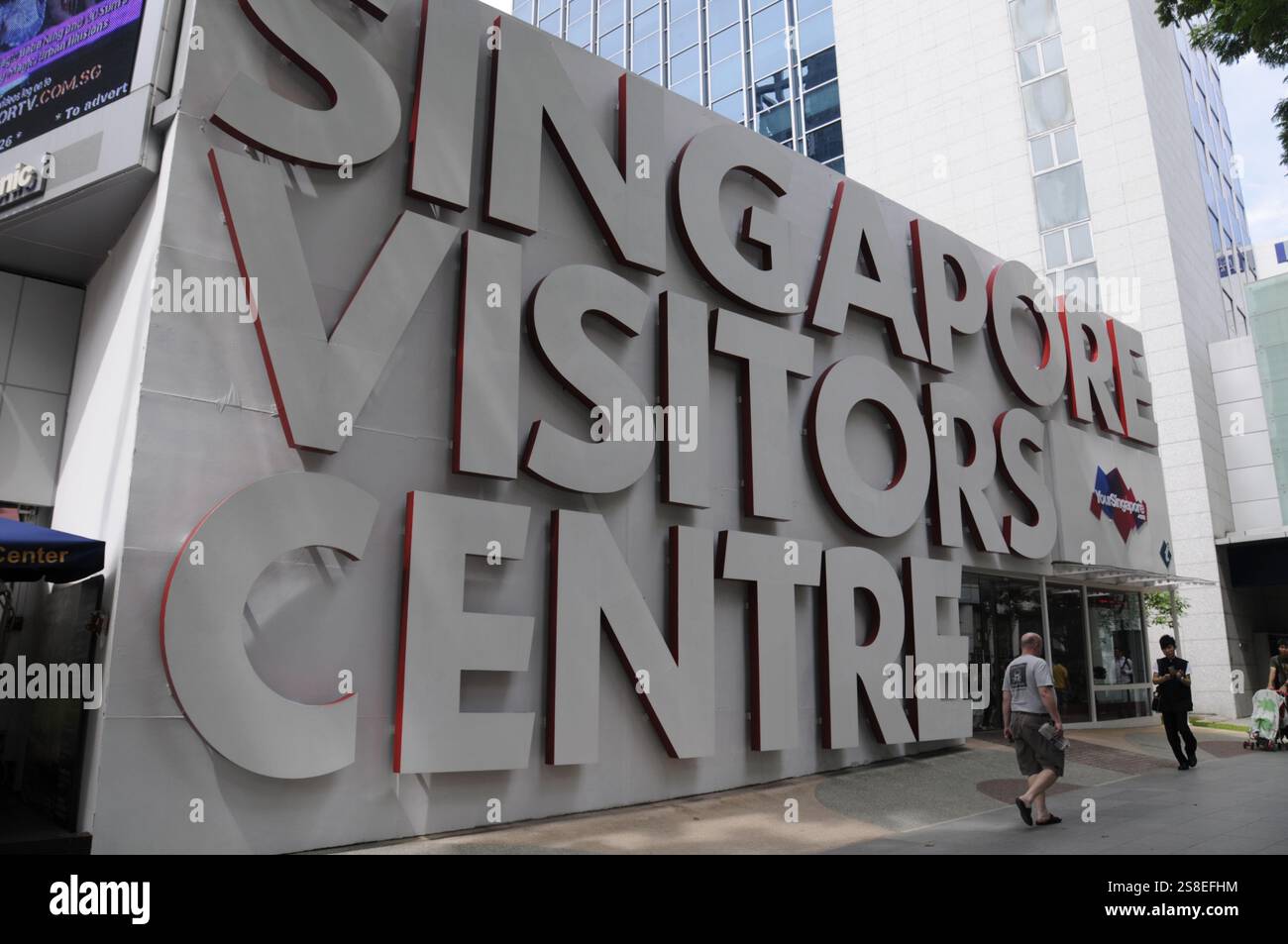A large wall logo of Singapore at the Singapore Tourist Information office in Orchard Road ...