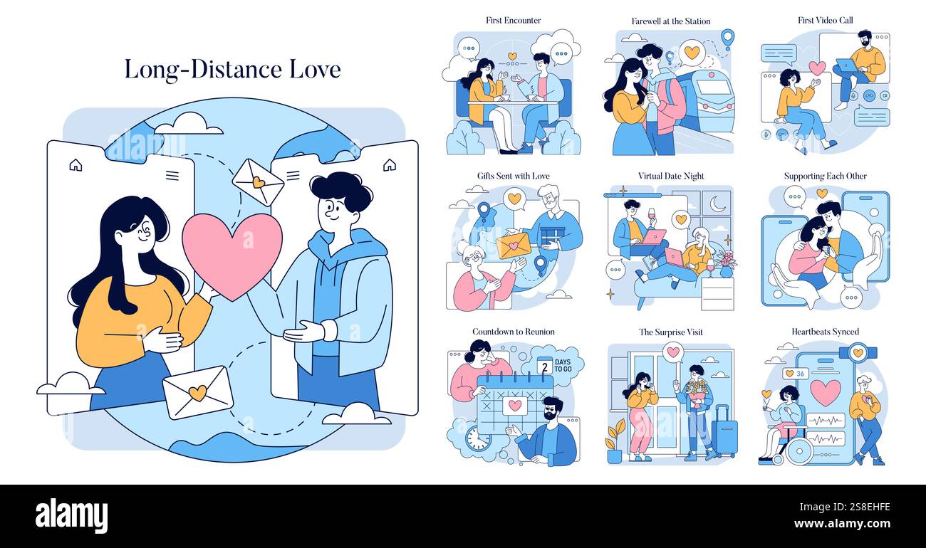 Long Distance Love concept. The essence of maintaining romantic ...