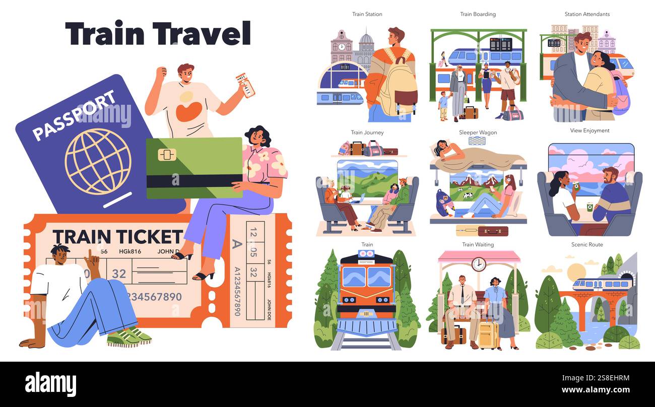 Train Travel concept. This illustration captures the joy and excitement ...