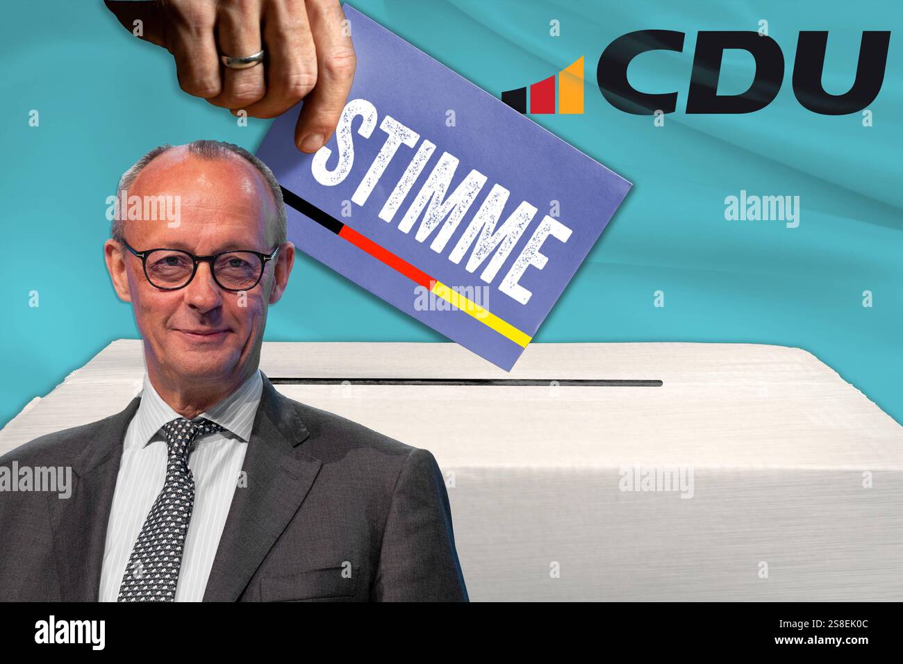 Bavaria, Germany - 22 January 2025: Friedrich Merz and the CDU party ...