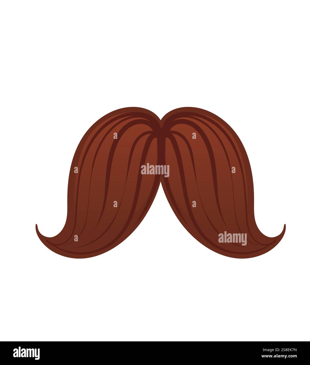 Classic wavy mustache with a thick brown design. Ideal for retro-themed ...