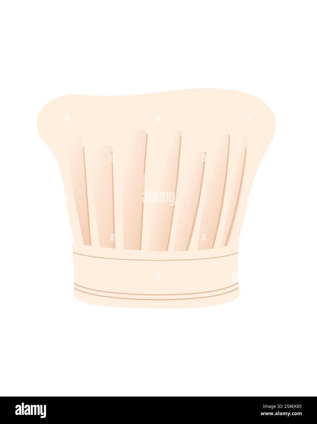 Traditional pleated chef hat with a rounded top, soft beige color, and ...