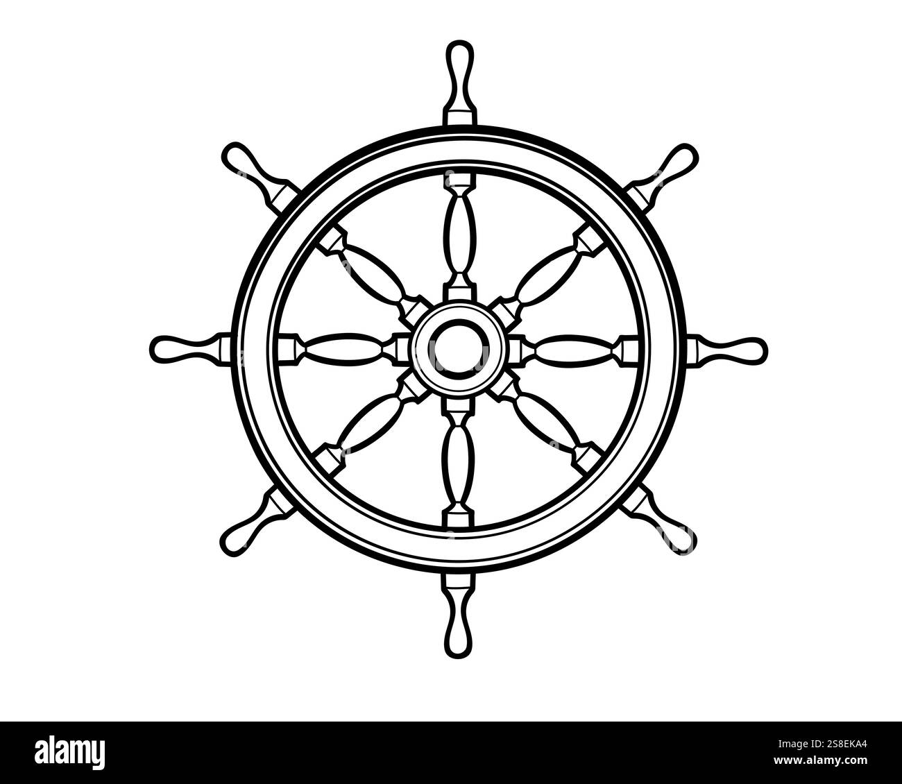 Ship wheel with detailed wooden spokes and metal accents. Perfect for ...