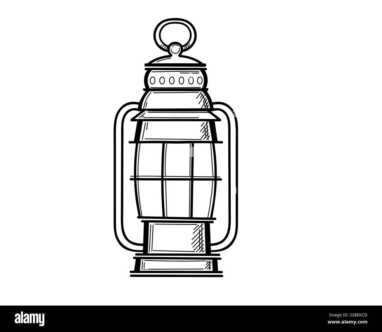 Hand drawn sketch style Lantern with detailed metal framing, ideal for ...