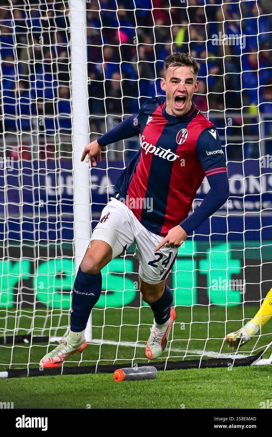 Thijs Dallinga (Bologna) celebrates after scoring his team's first goal ...