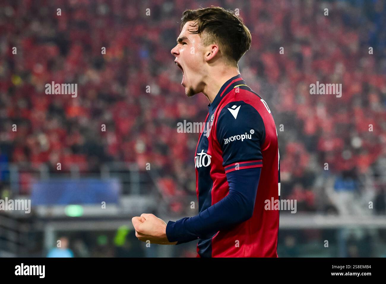 Thijs Dallinga (Bologna) celebrates after scoring his team's first goal ...
