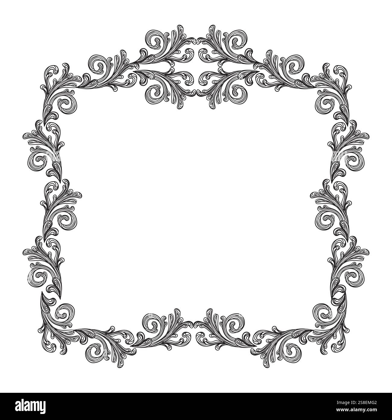 Antique baroque, rococo engraving frame. Hand drawing vintage frame ...